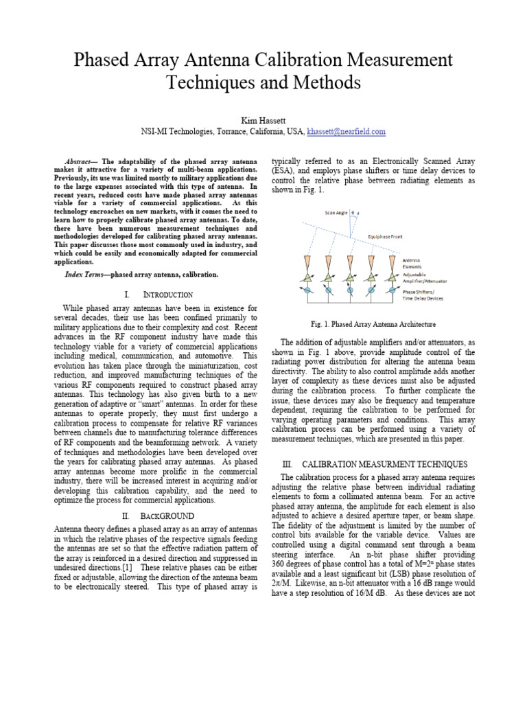 Phased Array Antenna Calibration Measurement Techniques EUCAP-2016-Hassett | PDF | Antenna ...