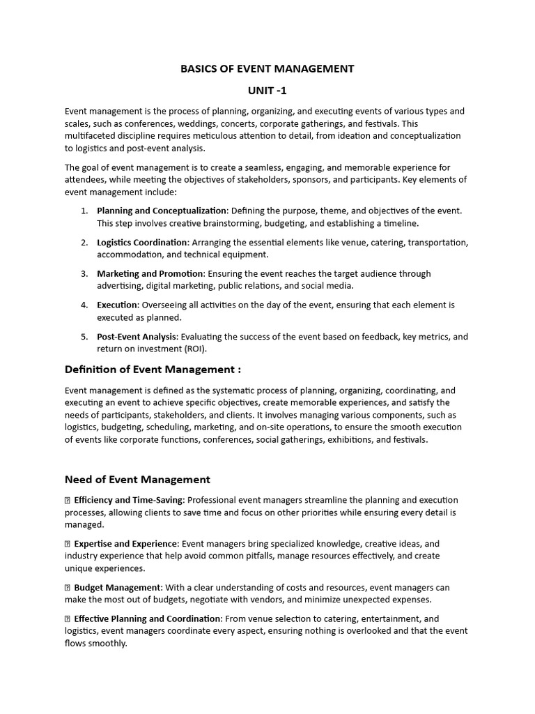 Basics of Event Management - Notes | PDF | Feasibility Study | Swot ...