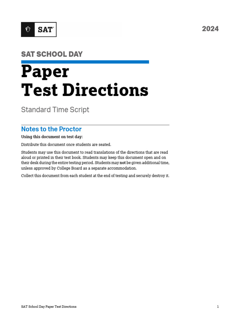 English Sat Test Directions | PDF | Sat | Multiple Choice