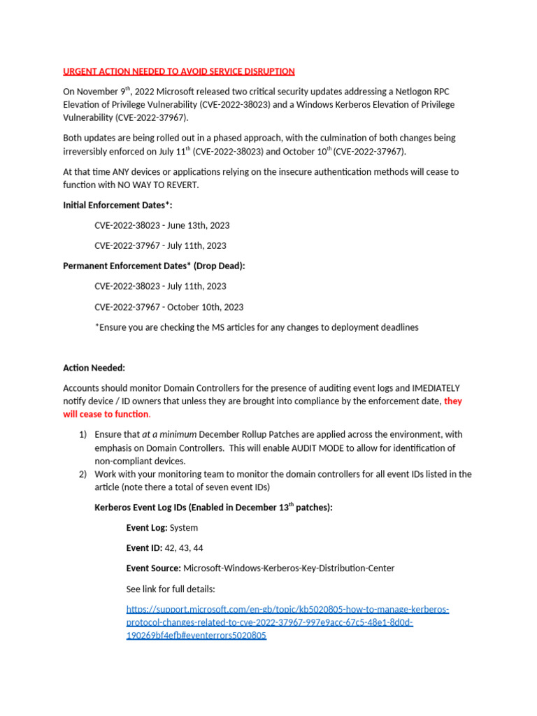 Kerberos and Netlogon Changes-V2 | PDF | Computer Networking | Cyberwarfare