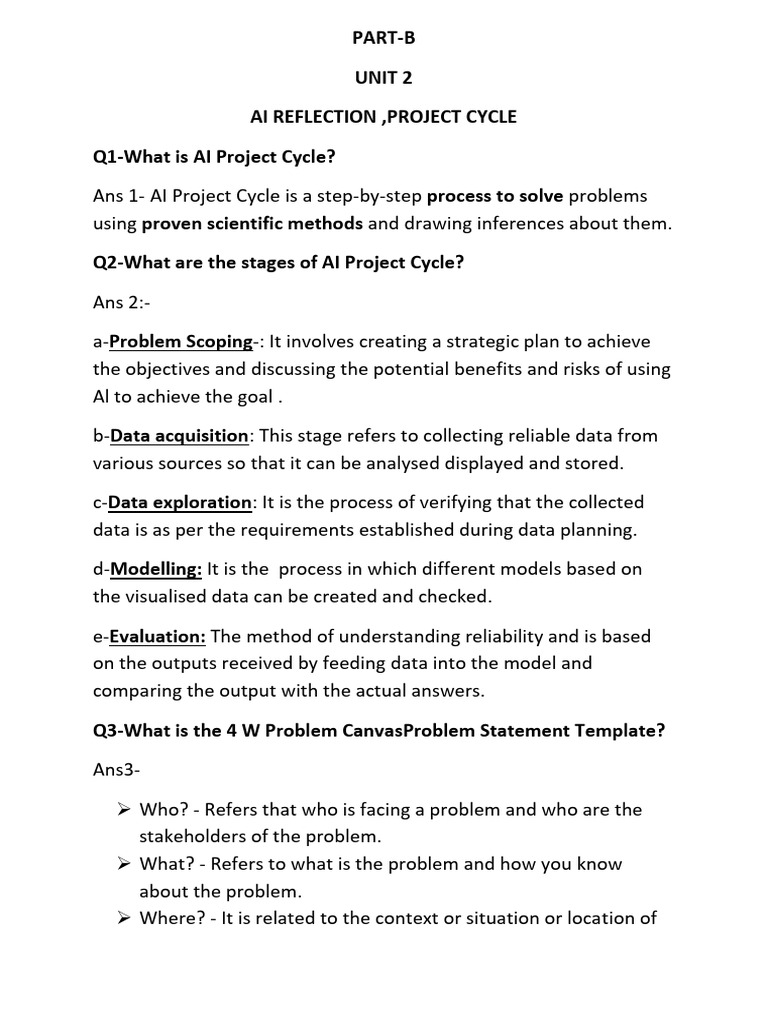Ai Reflection ,Project Cycle and Ethics-imp Notes | PDF | Machine ...