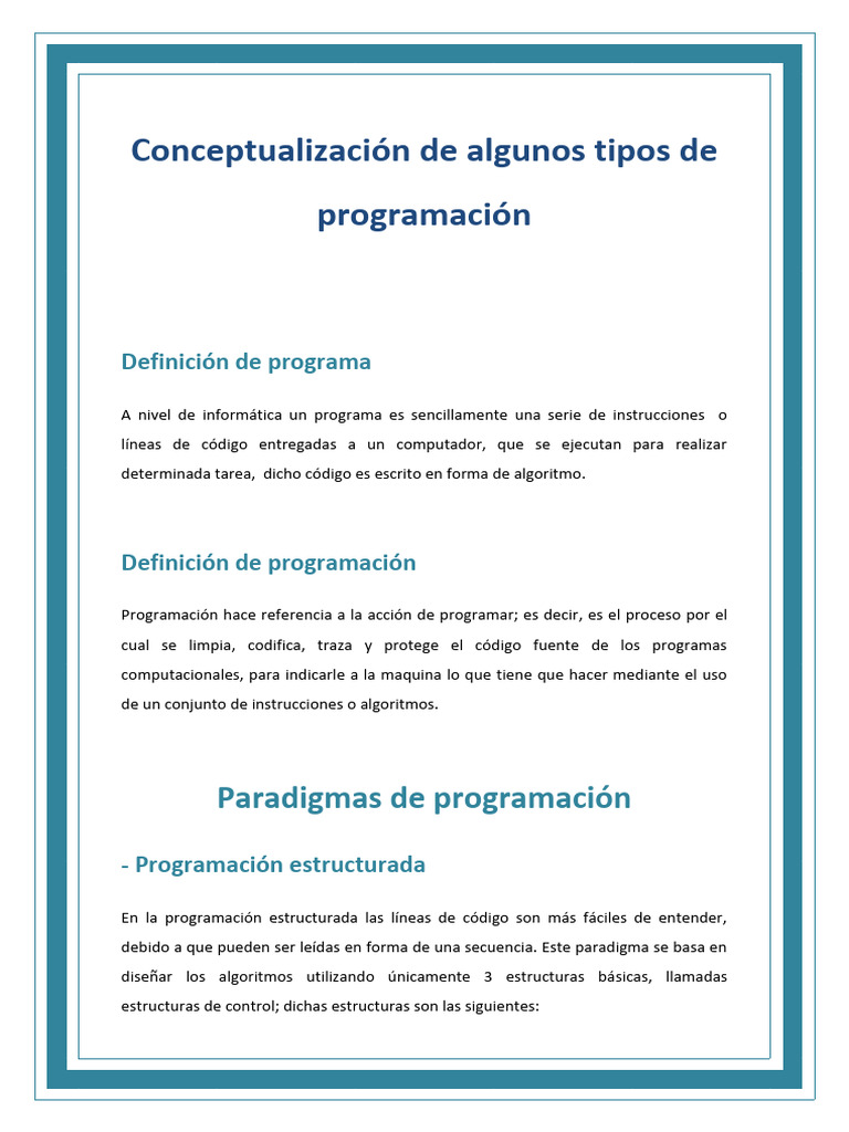 3 - Tipos de Programación, Lenguajes y Estructuras de Control | PDF ...