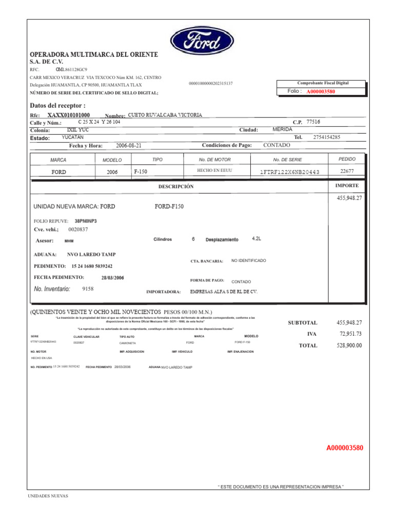 1644652949232_factura ford | PDF | Vehículo de motor | Coche
