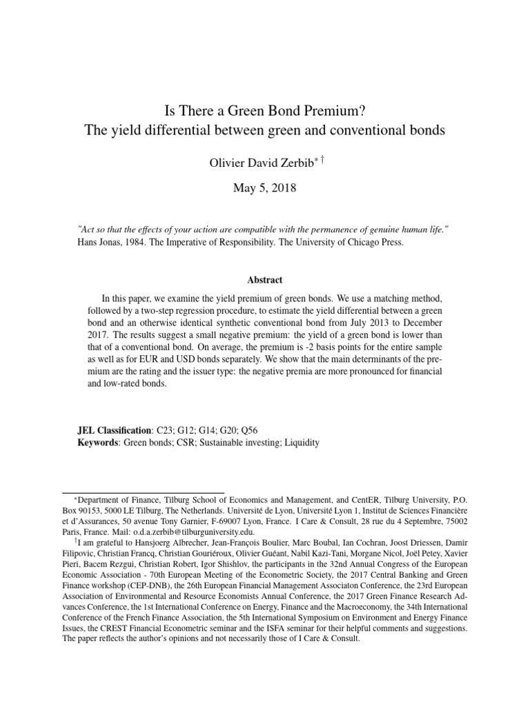 Green Bond Yield Analysis | PDF | Bonds (Finance) | Errors And Residuals