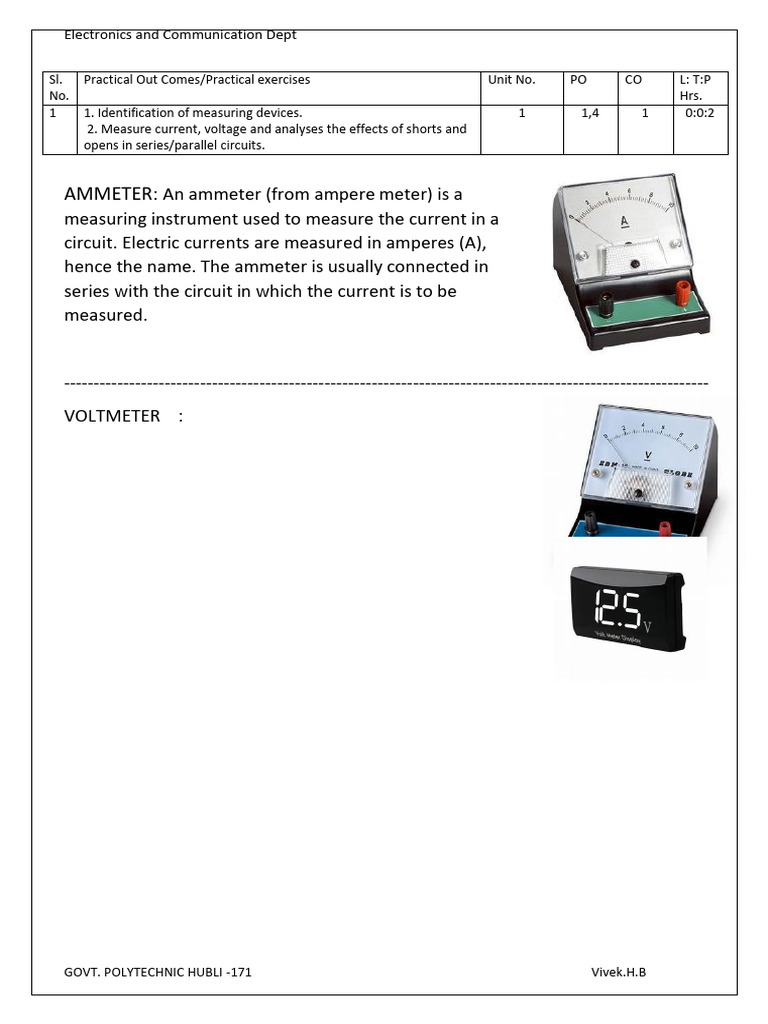 Experiments 1 2 3 FEEE | PDF | Voltage | Resistor