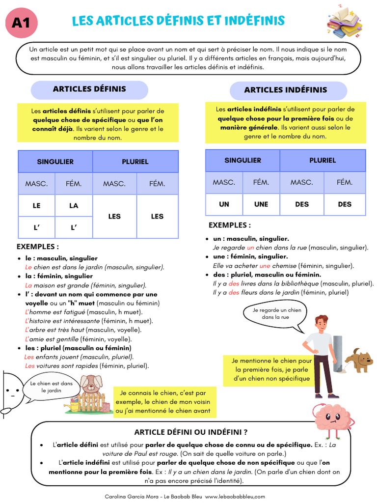 A1 - Les Articles Définis Et Indéfinis Def | PDF | Genre grammatical ...