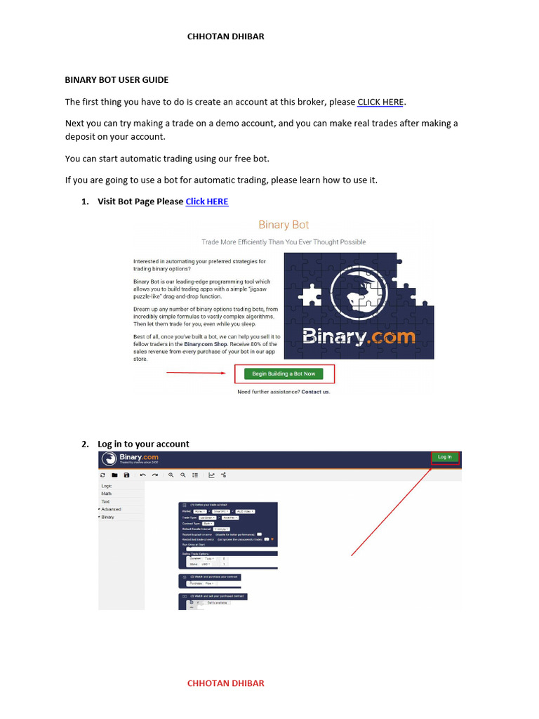 Binary Bot Script How To Use 21 | PDF
