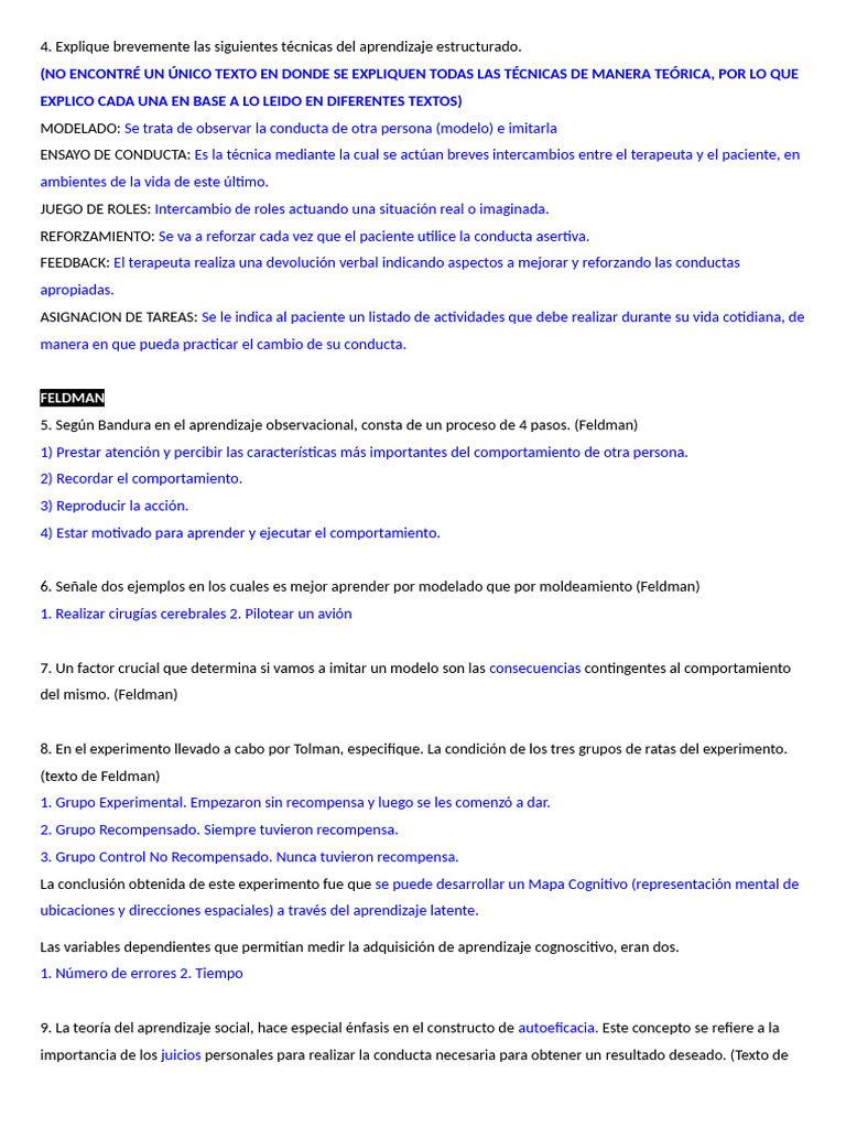 Guía Práctica 8 y 9 - Correccion | PDF | Aprendizaje | Comportamiento Guía Práctica 8 y 9 - Correccion | PDF | Aprendizaje | Comportamiento