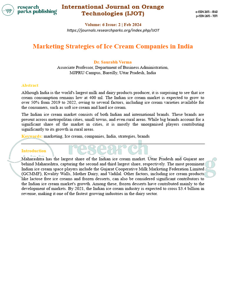 Marketing Strategies of Ice Cream Companies in India | PDF | Ice Cream | Brand