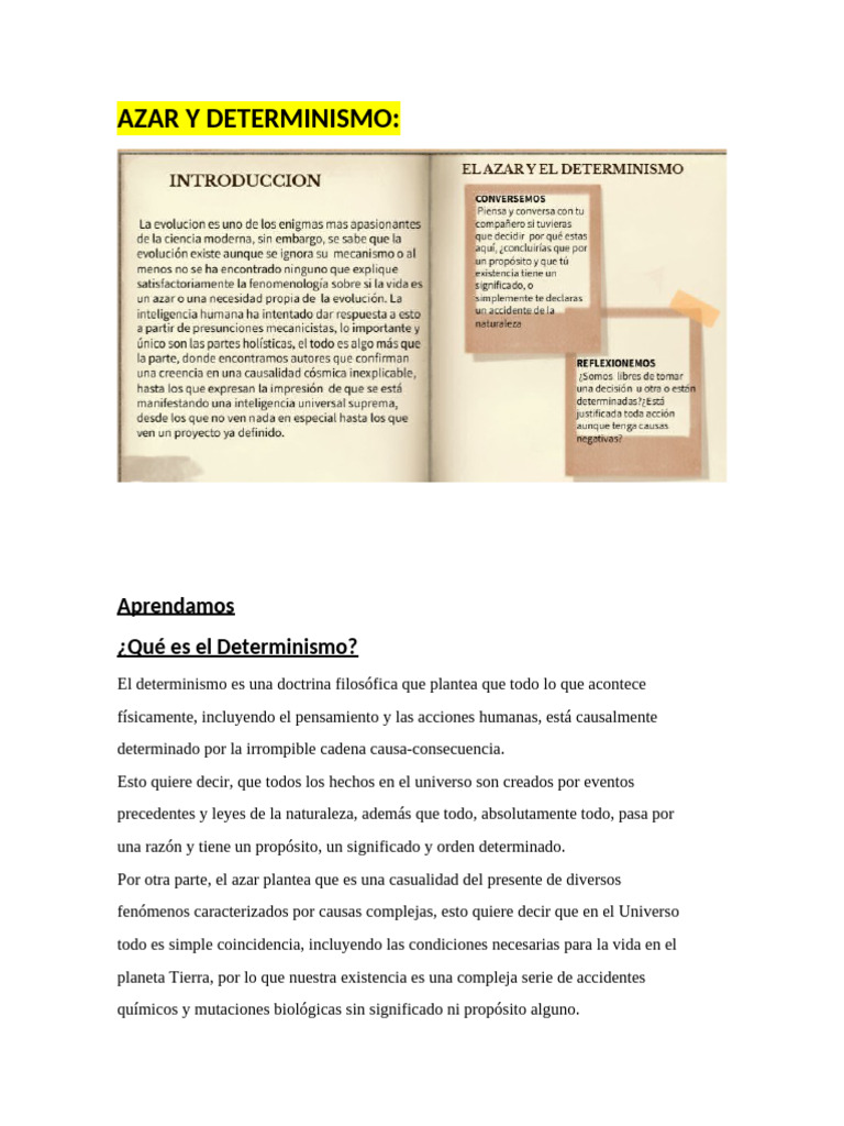 Azar y Determinismo: Un Análisis Filosófico | PDF | Determinismo | Verdad