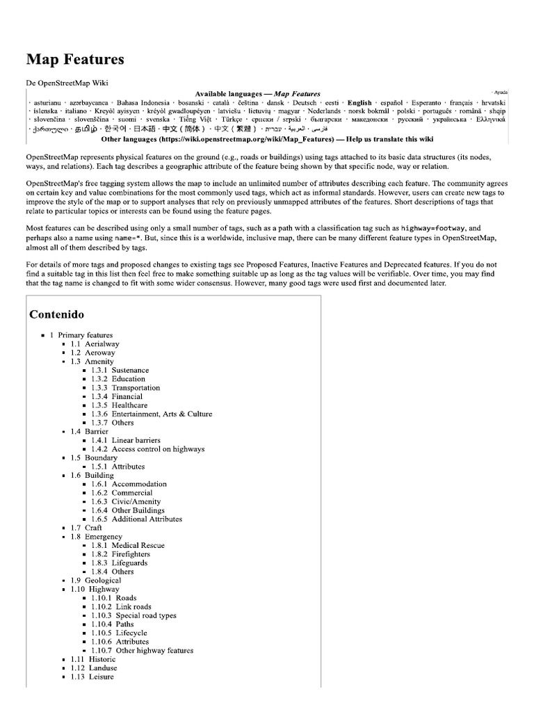 Map Features - OpenStreetMap Wiki | PDF