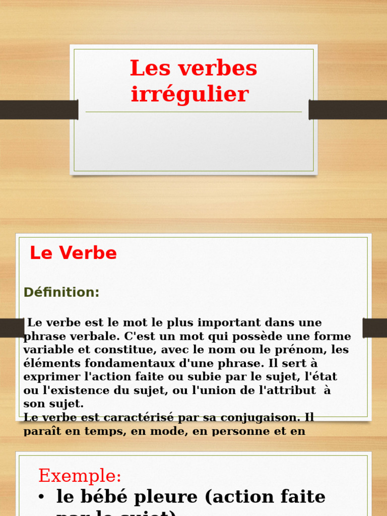 Les Verbes Irrégulier | PDF | Arts du langage et discipline | Bien-être
