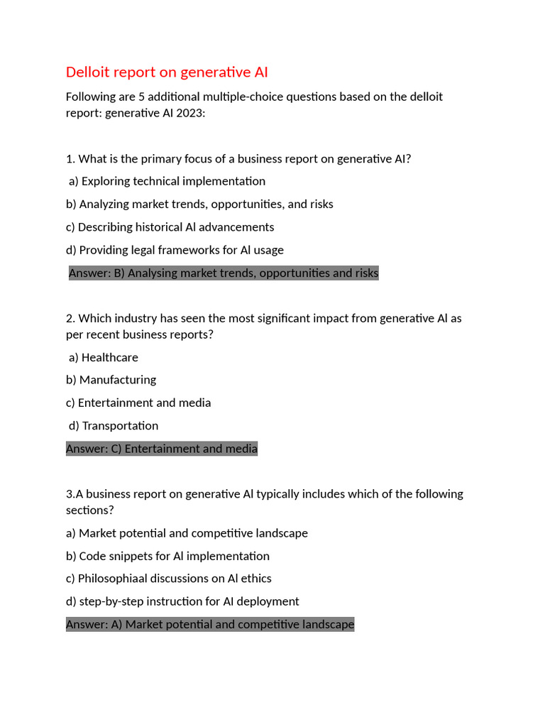 Delloit Report On Generative AI | PDF | Computers