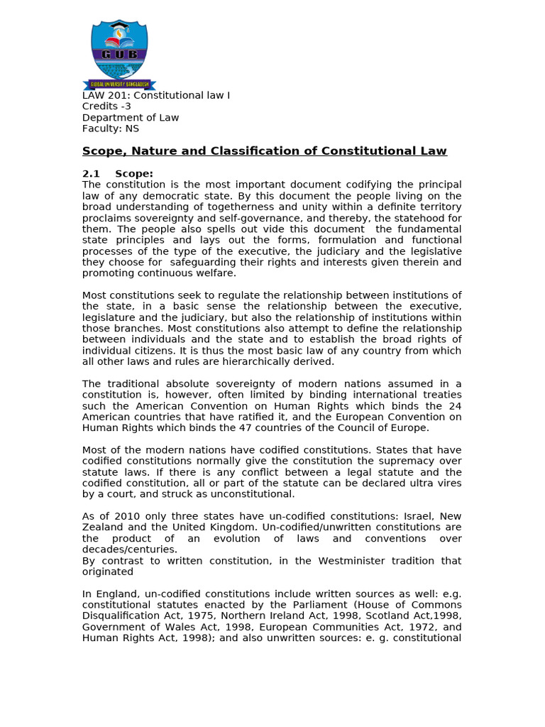 Lecture Notes 2 Constitutional Law | PDF | Constitution ...