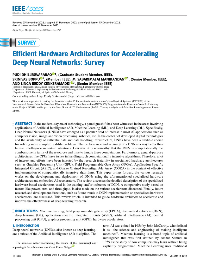 Efficient Hardware Architectures For Accelerating Deep Neural Networks Survey | PDF | Deep ...