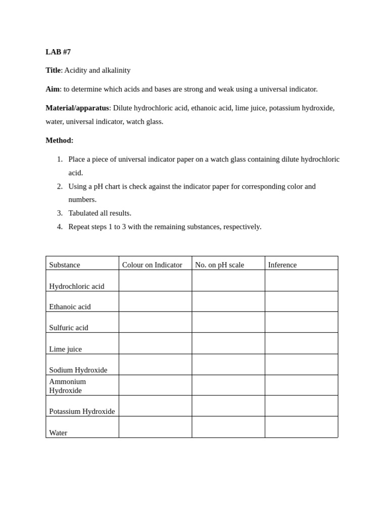 Strong vs Weak Acids and Bases Test | PDF | Cooking, Food & Wine