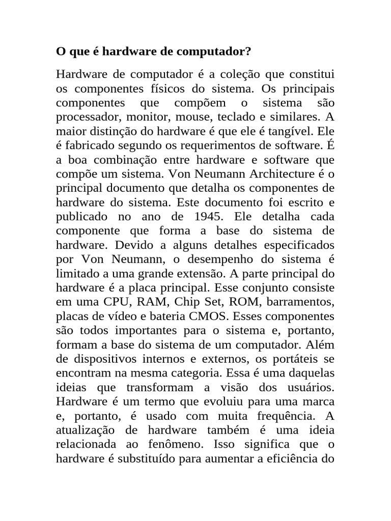 O que é hardware de computador? | PDF | Programas | Hardware de computador