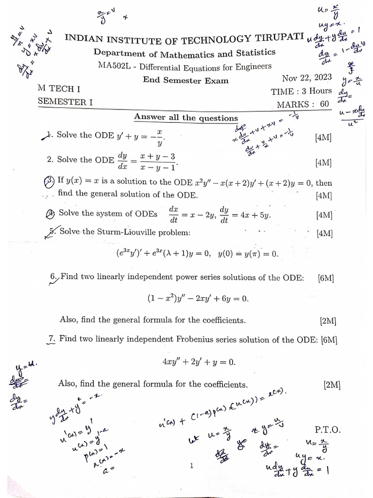 Differential Equation For Engineers | PDF