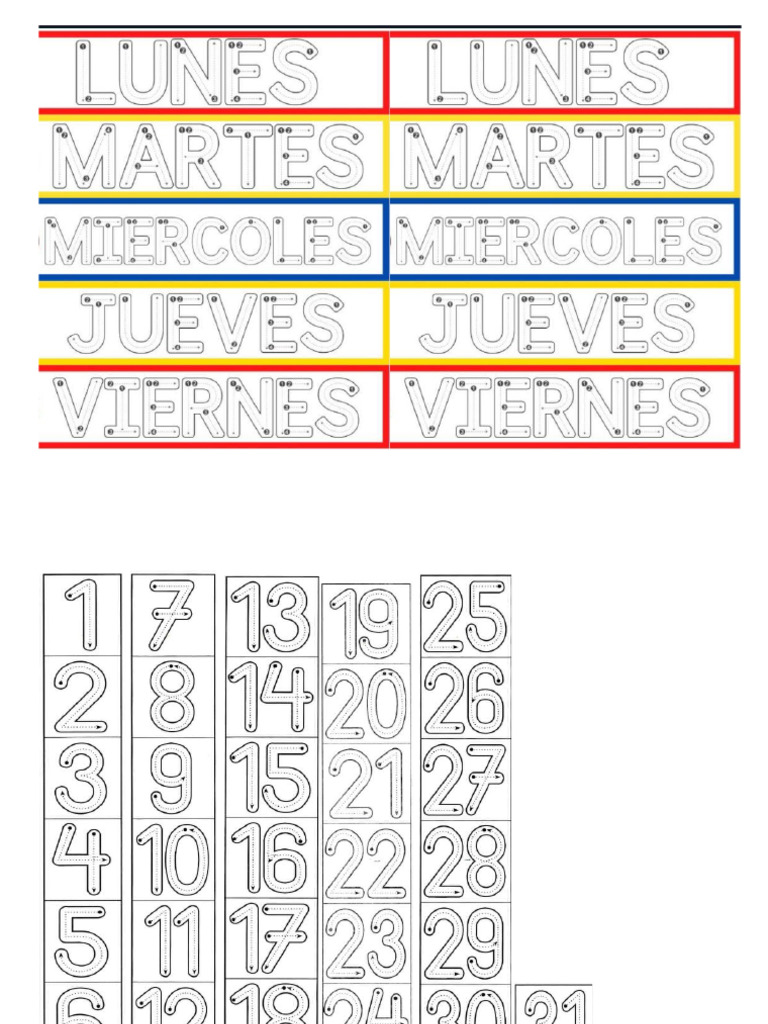 Dias de La Semana y Numeros | PDF