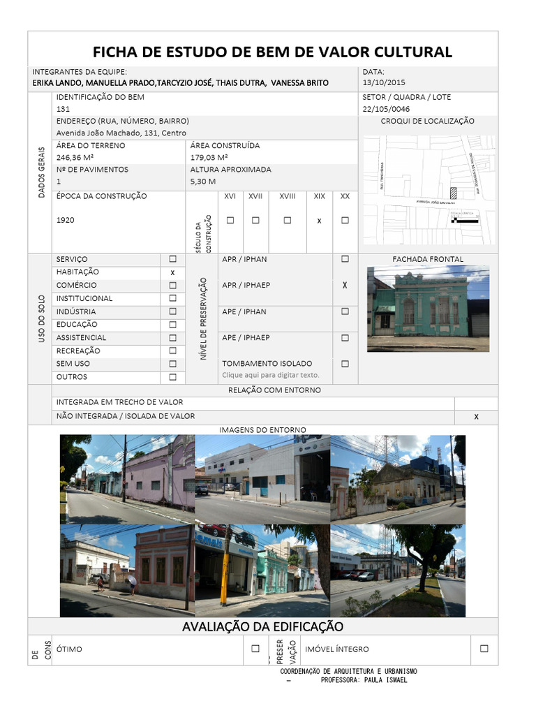 Ficha - Restauro - Und Ii | PDF | Projeto arquitetônico | Arquitetura