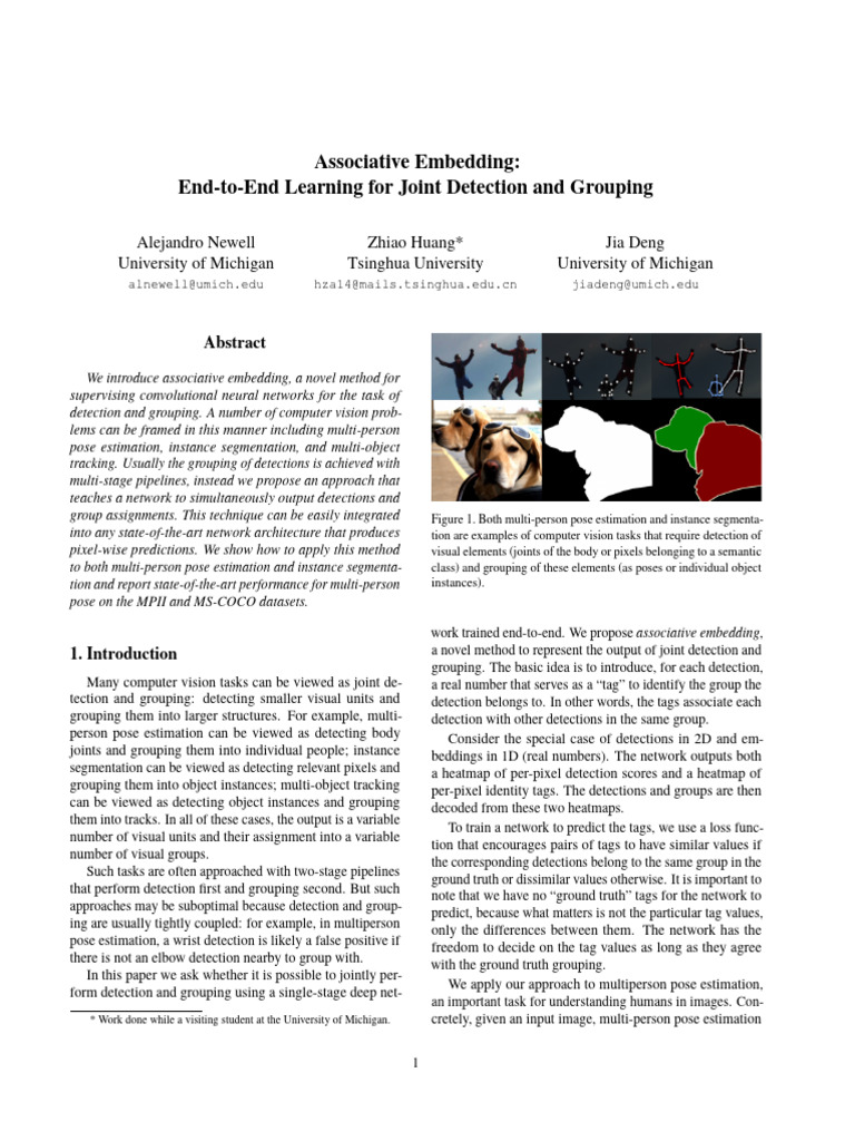 Associative Embedding - End To End Learning For Joint Detection and Grouping | PDF | Image ...