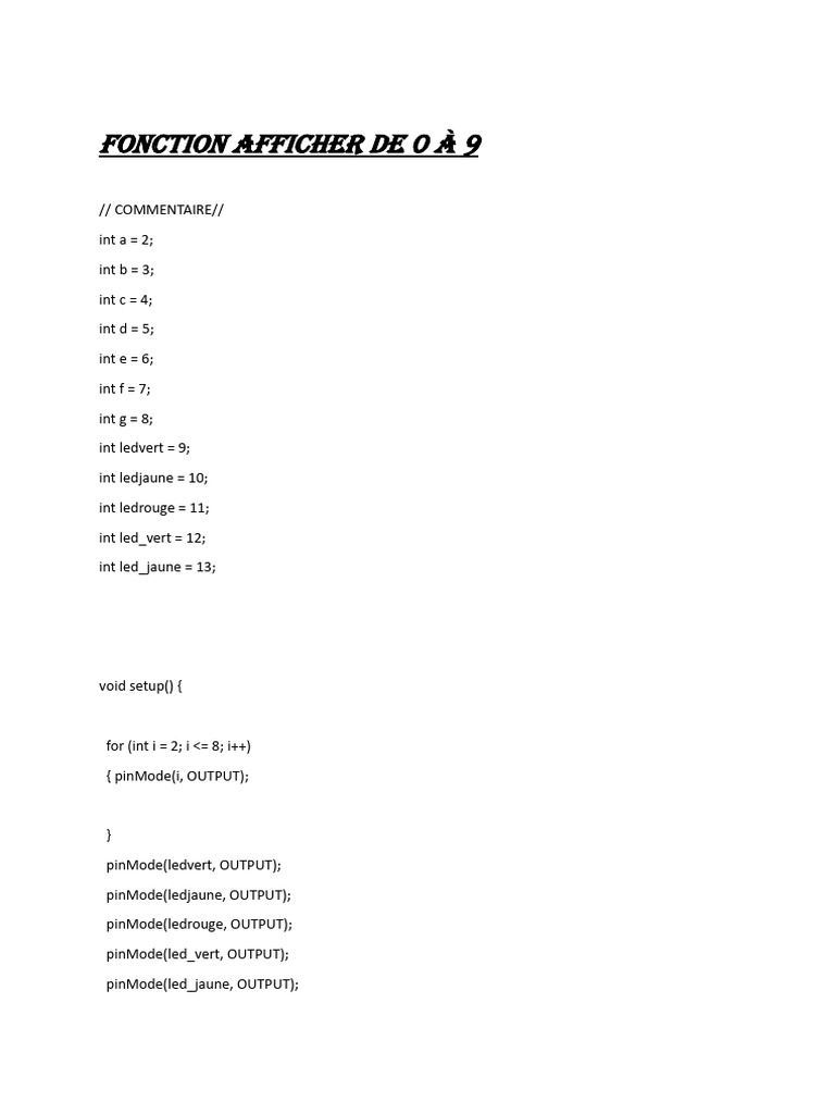 Fonction Afficher de 0 À 9 | PDF