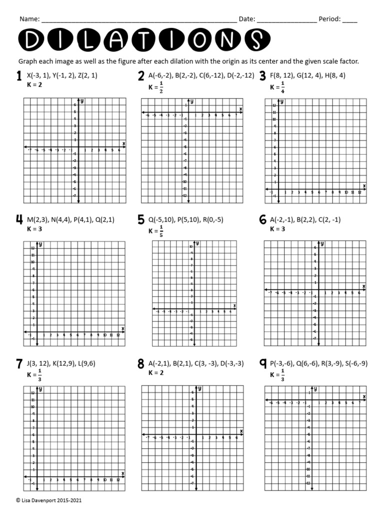 Dilations: © Lisa Davenport 2015-2021 | PDF | Mathematical Objects ...