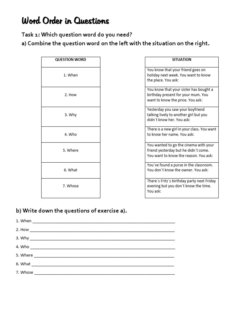 Word Order in Questions | PDF