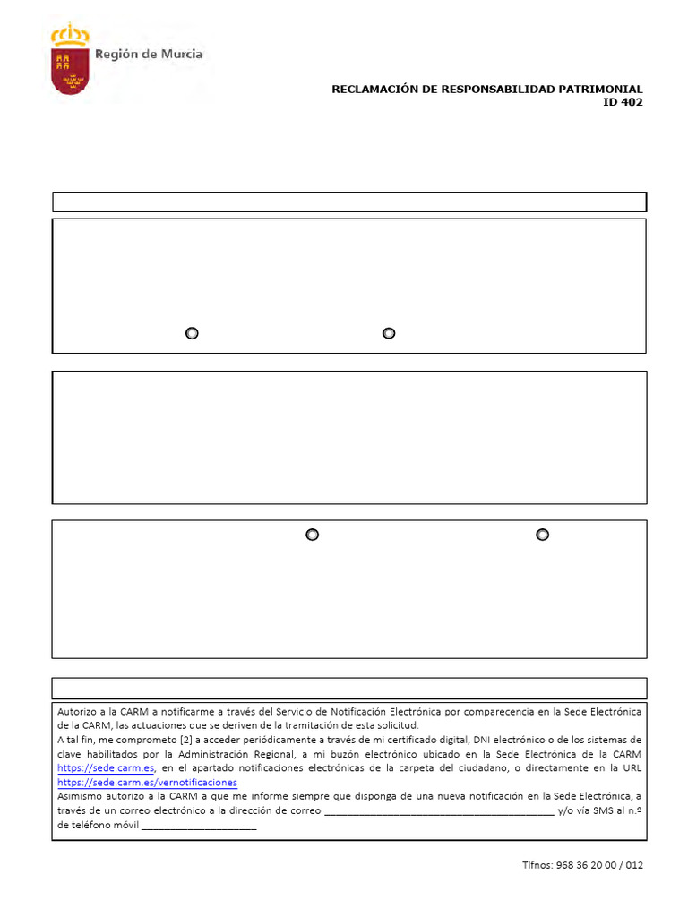 Formulario Reclamación Responsabilidad Patrimonial.v2 | PDF