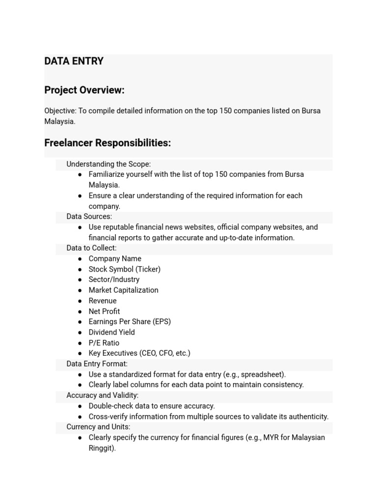 Data Entry Guidelines (Freelancer) | PDF | Information | Data