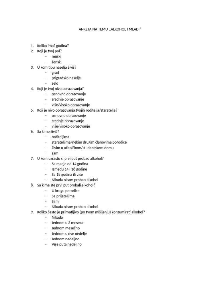 Anketa Na Temu | PDF