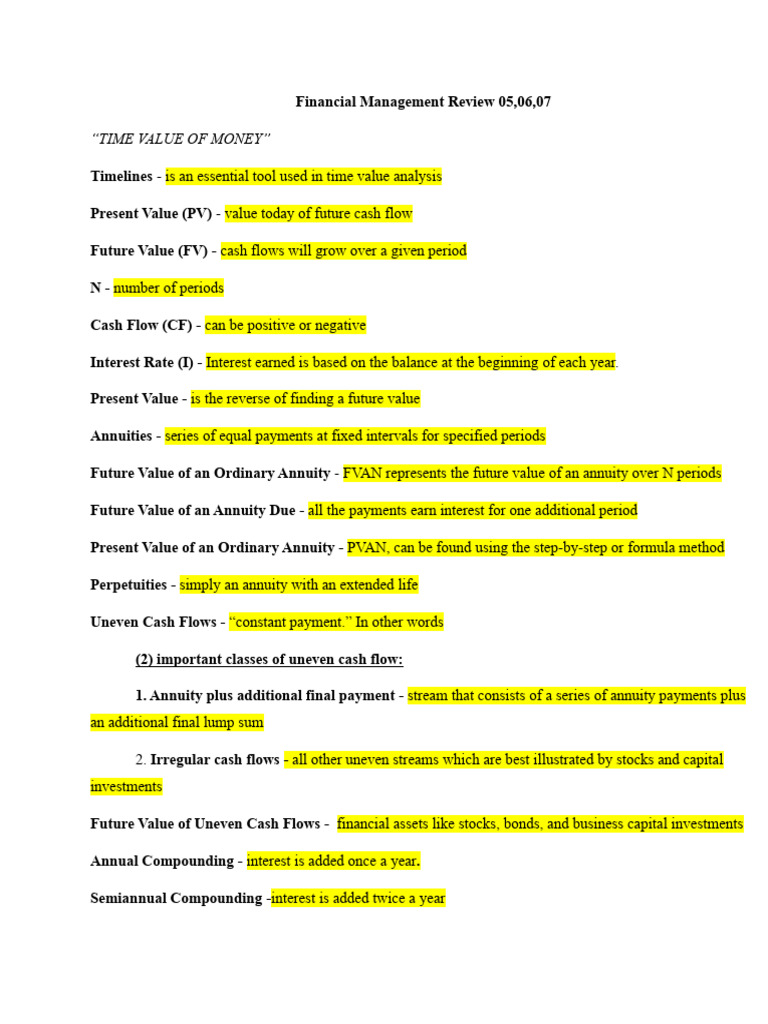 Financial Management Reviewer | PDF | Bonds (Finance) | Interest