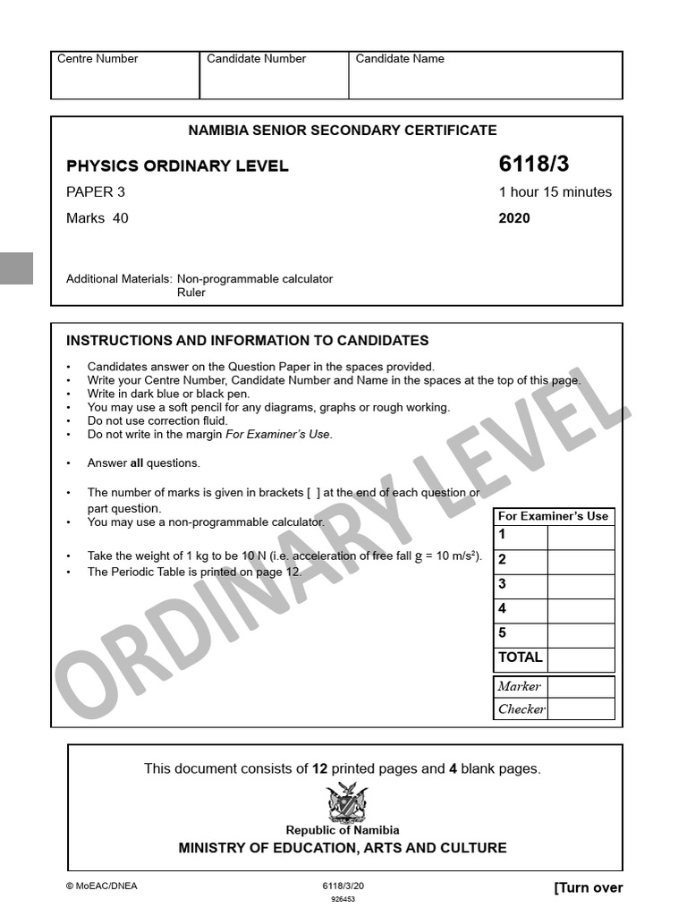 Physics 2020 P3 | PDF | Pendulum | Chlorine
