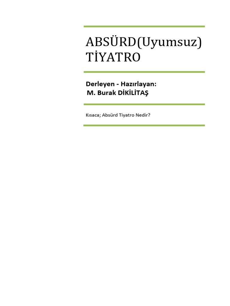 ABSURD Uyumsuz TIYATRO | PDF