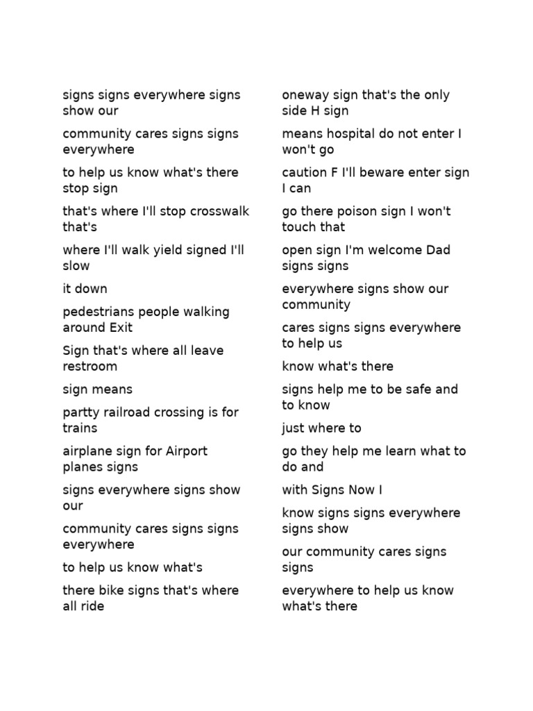 Signs Signs Everywhere Signs Show Our | PDF