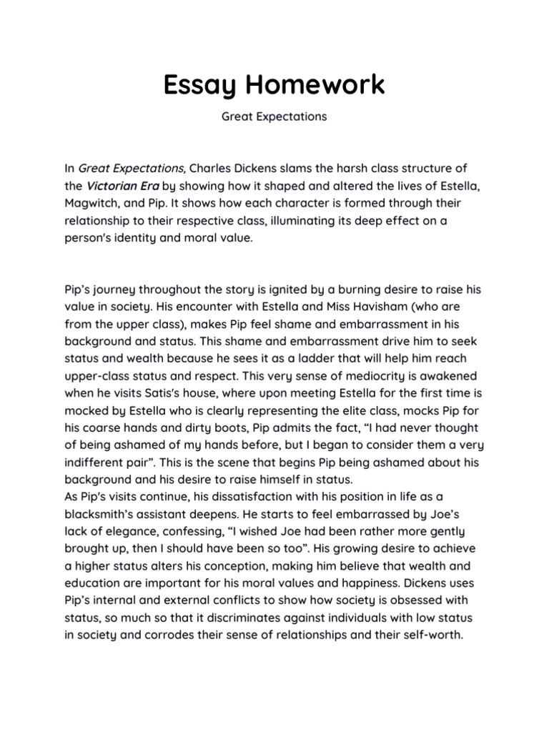 Essay Homework | PDF | Estella (Great Expectations) | Great Expectations