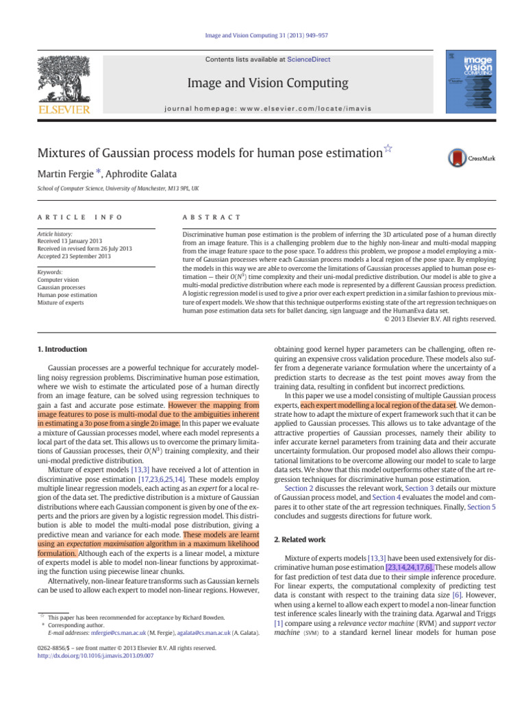 Gaussian Process Models for Human Pose | PDF | Normal Distribution ...