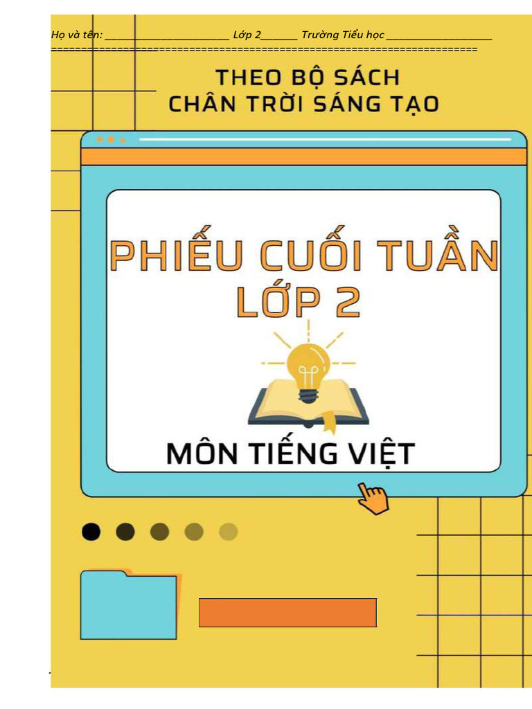 Phieu Bai Tap Cuoi Tuan Lop 2 Mon Tieng Viet Chan Troi Sang Tao 2 | PDF