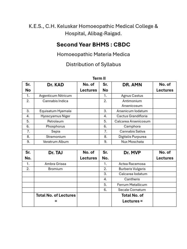 2nd BHMS Term 2 DOS | PDF