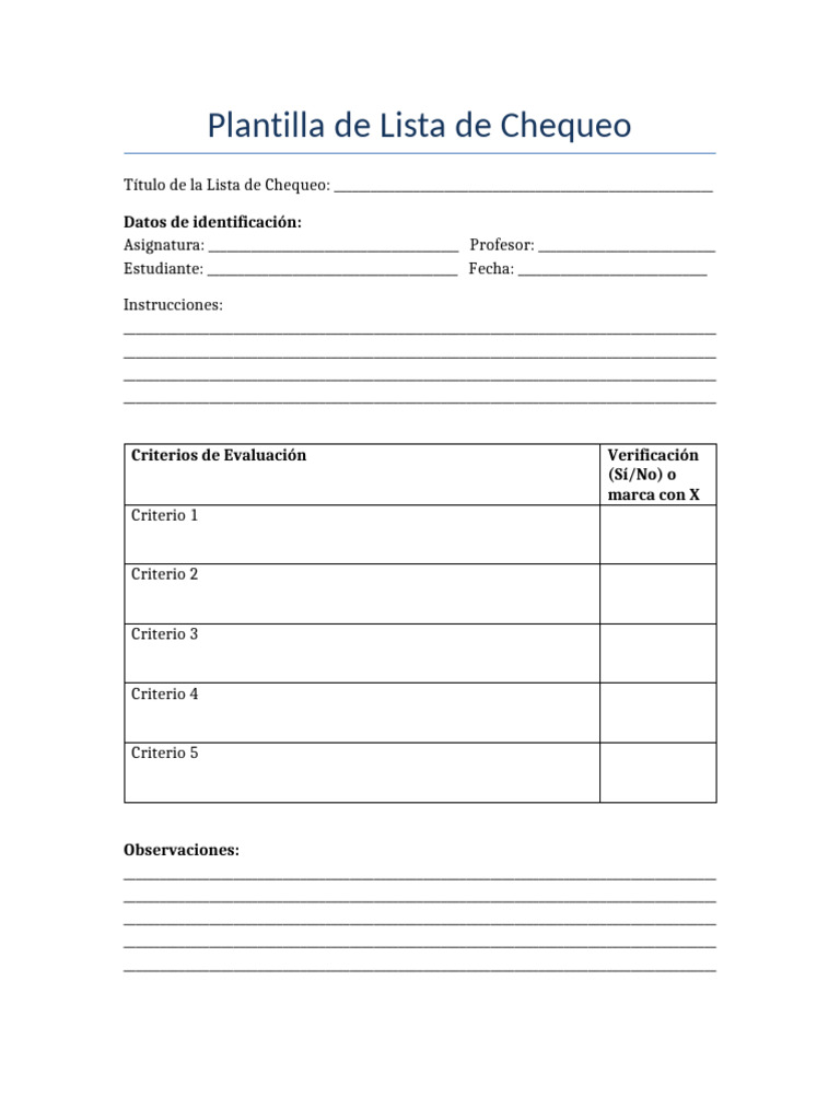 Plantilla de Lista de Chequeo v2 | PDF | Crecimiento personal y ...
