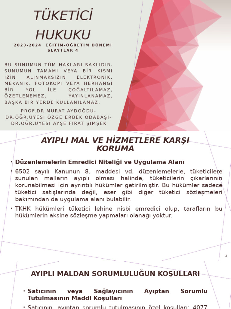 Tüketi̇ci̇ Hukuku 2023 2024 4 | PDF