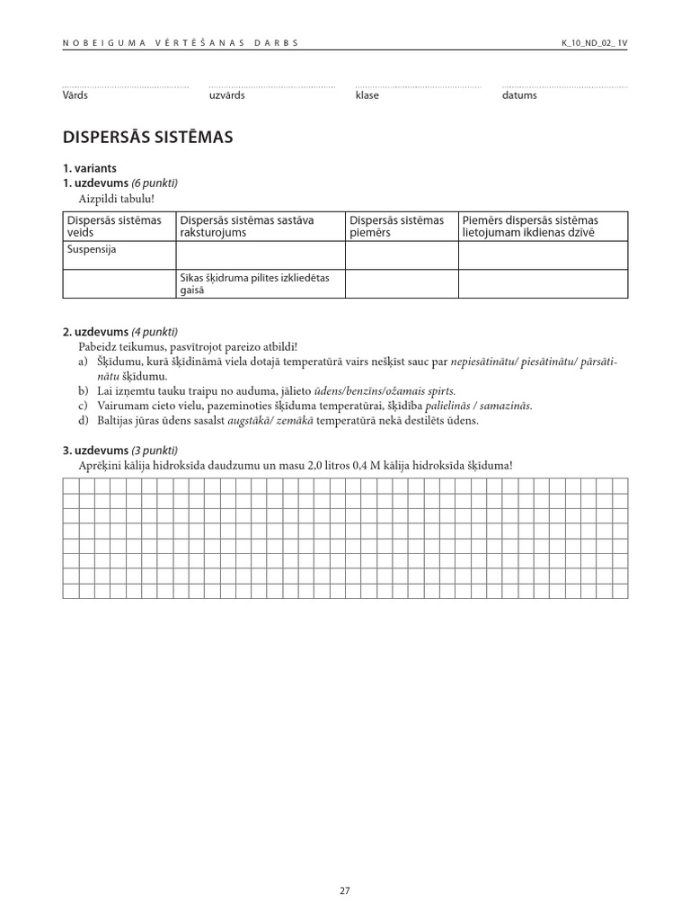 dispersās sistē,erfd ķīm 10th | PDF