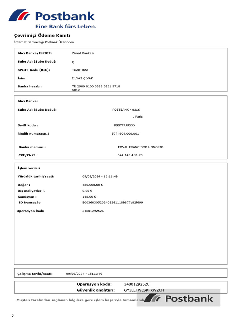 Postbank Ödeme | PDF