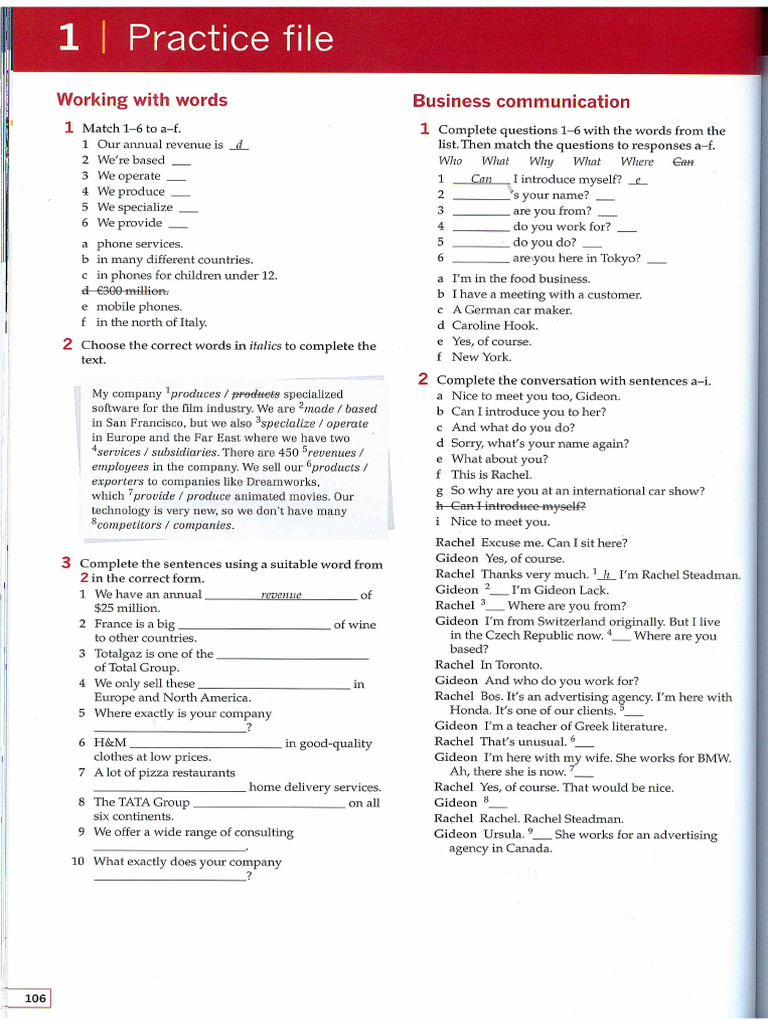 Business Result - Pre-Int - Students Book Practice File 1 | PDF