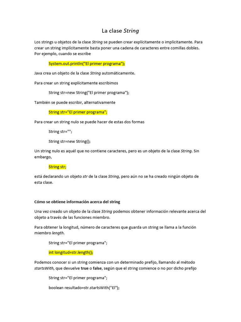 Clase String y Conversiones-1-7 | PDF | Cadena (informática) | Java ...