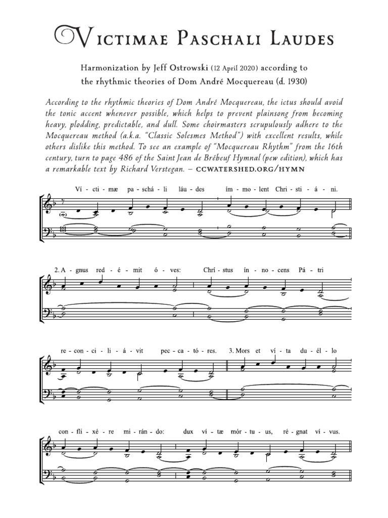 Victimae Paschali Laudes (Chant Et Orgue) | PDF