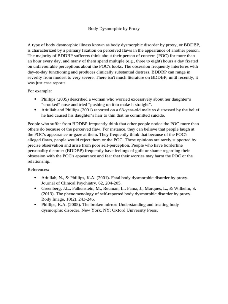Body Dysmorphic by Proxy | PDF