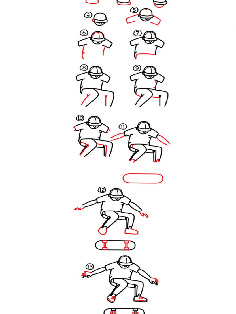 How To Draw A Skateboarder Doing A Kickfli | PDF