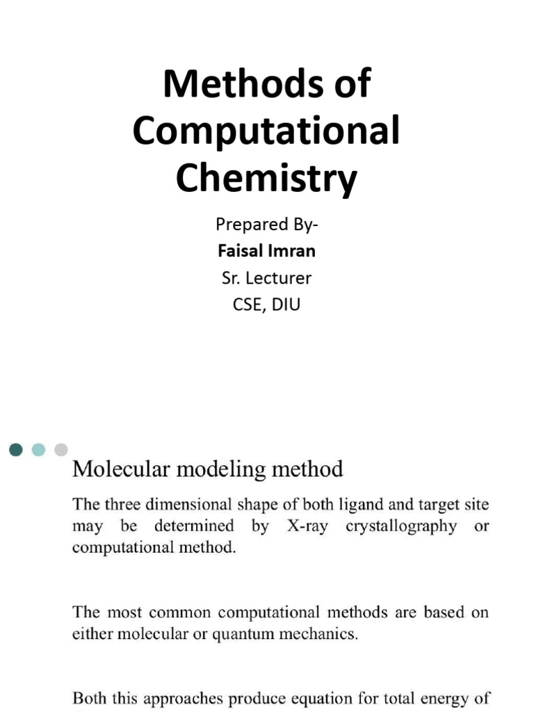 Lecture 3.1 Methods of Computational Chemistry | PDF