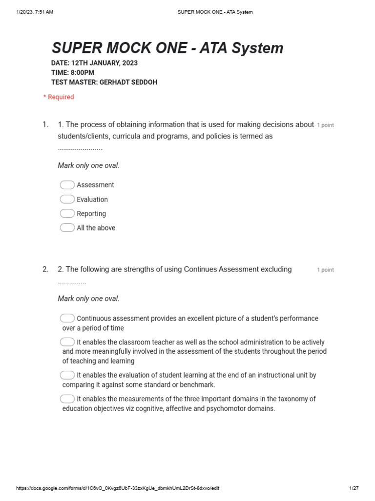 Super Mock Aptitude Test 1 - Ata System | PDF | Educational Assessment ...